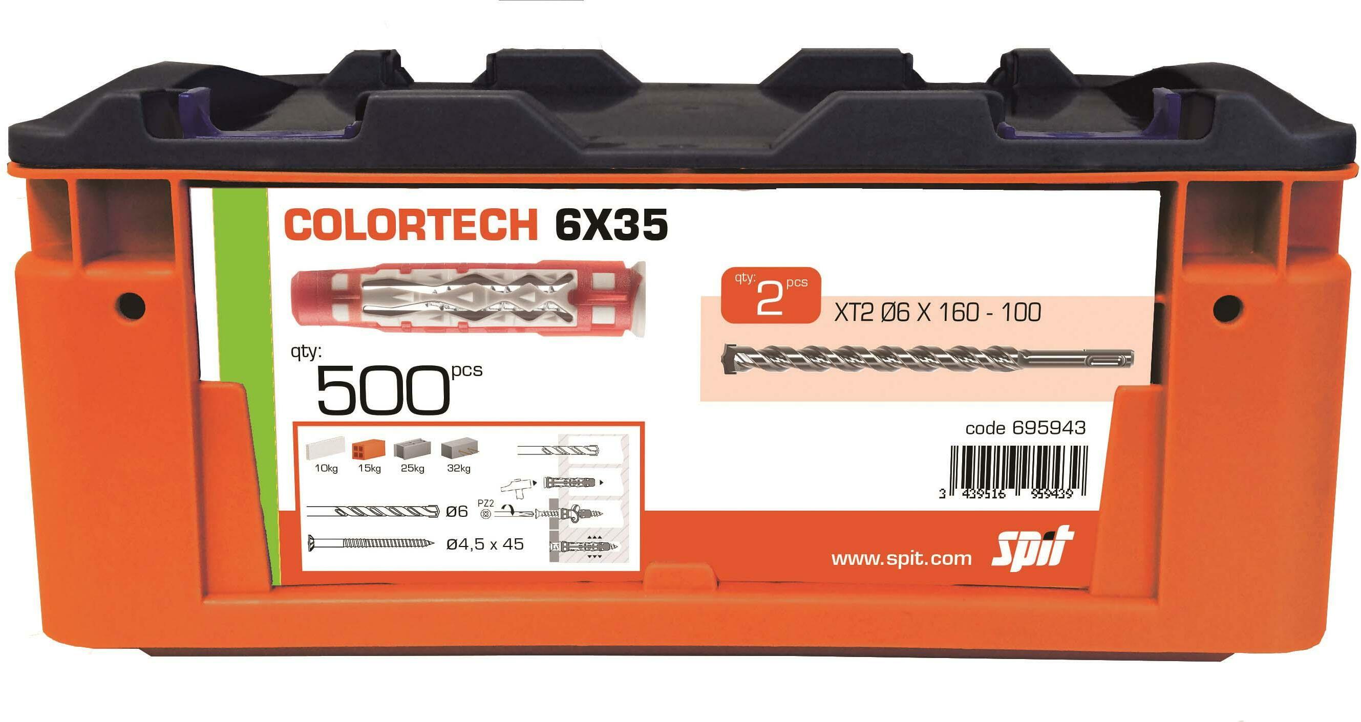 SPIT 695943 COLORTECH universele plug 6x35 (500 st.) + 2 boren in ...