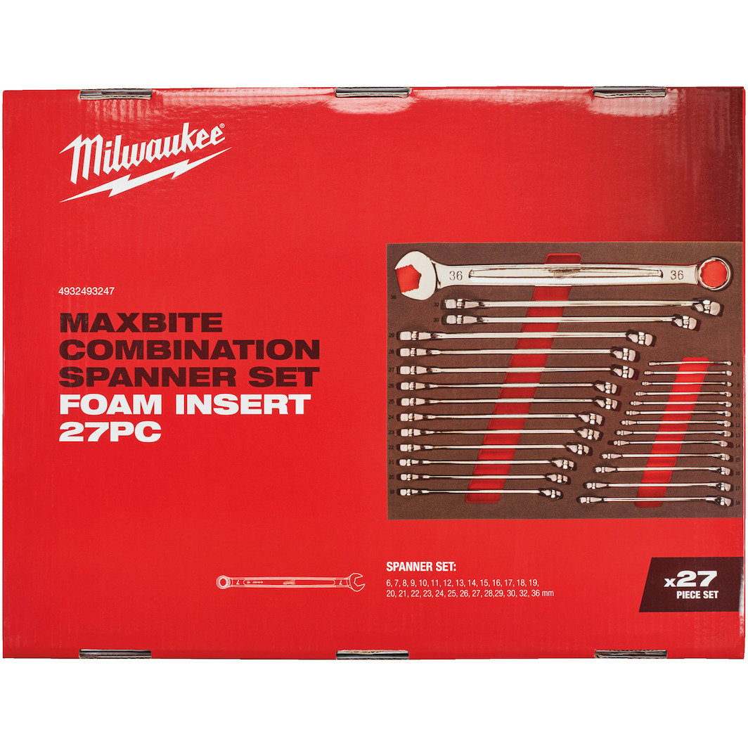 MILWAUKEE 4932493247 MAX BITE combination wrench set in foam inlay 6 ...