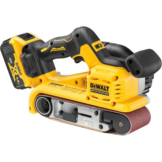 DEWALT DCW220P2 QW 18V XR Brushless cordless belt sander 75mm in TSTAK VI case 2x 5.0Ah battery charger Klium