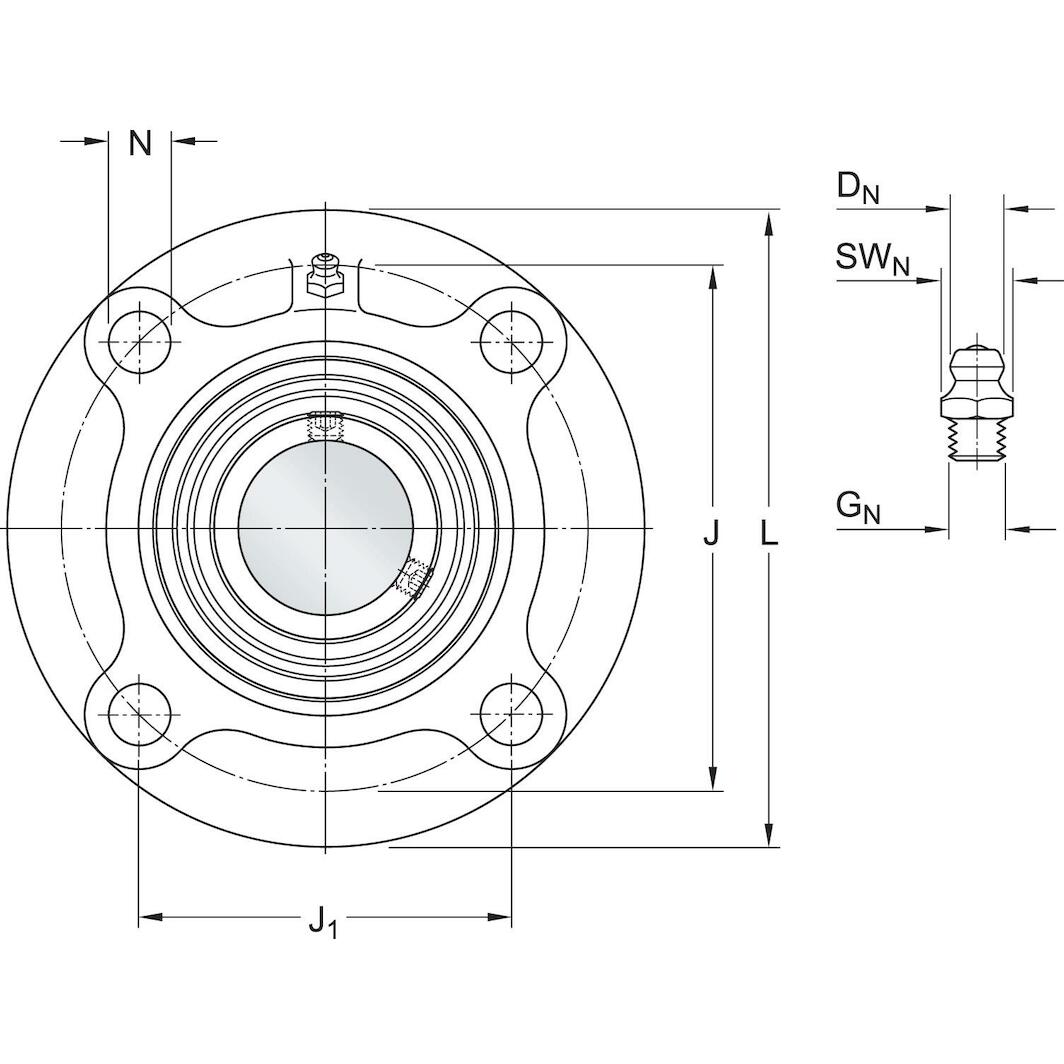 SKF FYC 60 TF Y-kogellagerunit met flens Rond, d 60 mm, A 48 mm, J | Klium