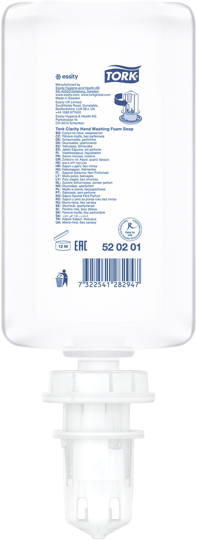 TORK 520201 pure foam hand soap 1000 ml, S4 | Klium