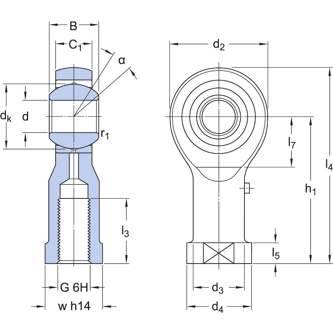 SKF SIKAC 20 M Tête de tige avec filetage femelle 20 mm, M 20x1,5 | Klium