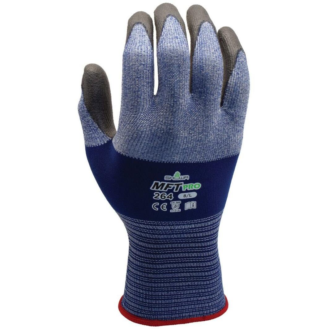 SHOWA MFT PRO 374 lightweight glove, flat nitrile palm coating, grey ...