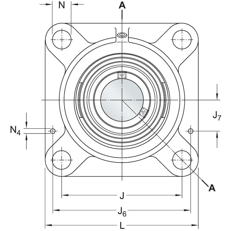SKF FY 30 TF Y-kogellagerunit met flens vierkant, d 30 mm, A 32,5 mm, J 82,5 mm