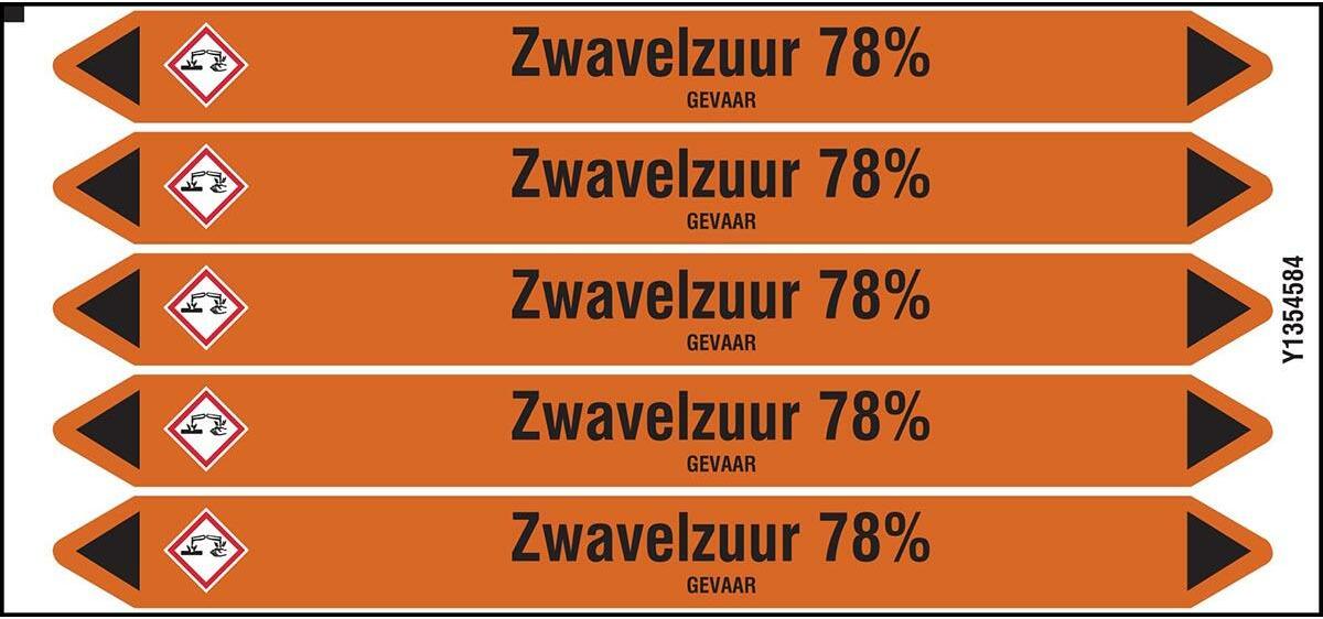 BRADY N006661 leidingmerker voor zwavelzuur, met geperforeerde pijlen ...