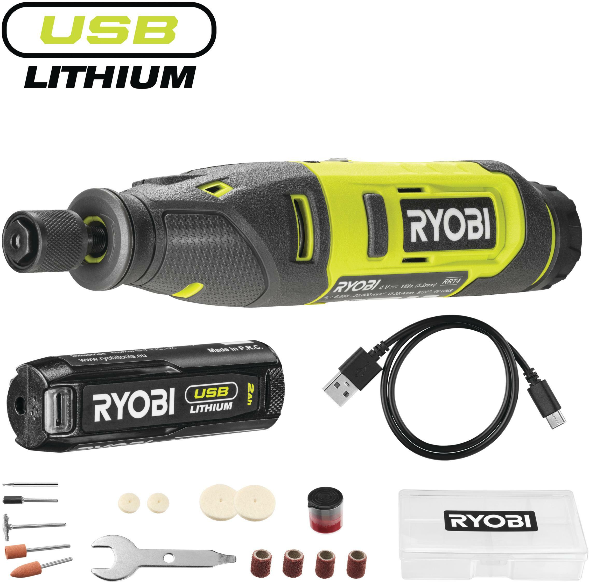 RYOBI RRT4-120GA15 4V USB Lithium accu-rotatiegereedschap met 15 ...