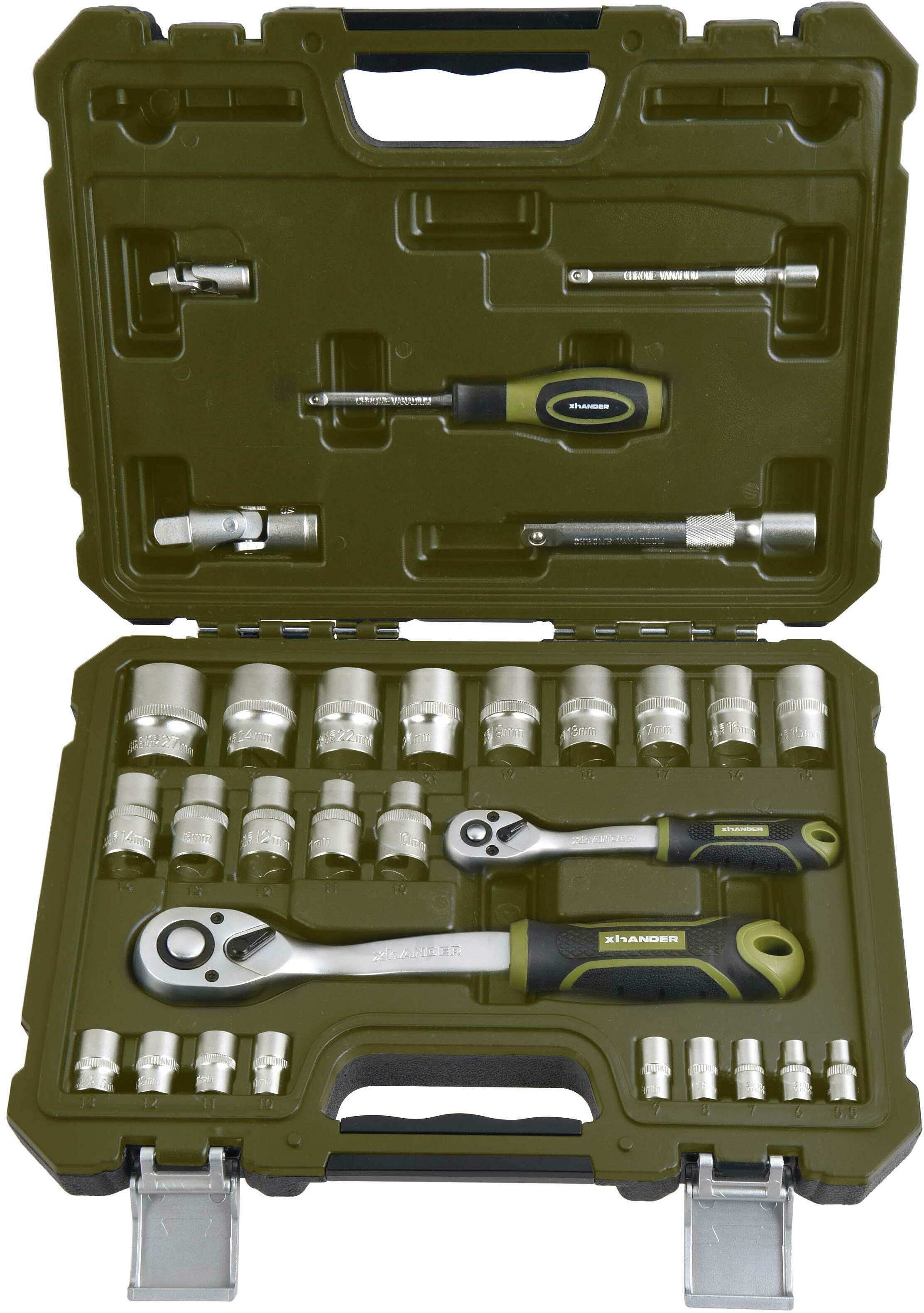 XHANDER 69143563 jeu de clés à cliquet et douilles 1/2" + 1/4" en ...