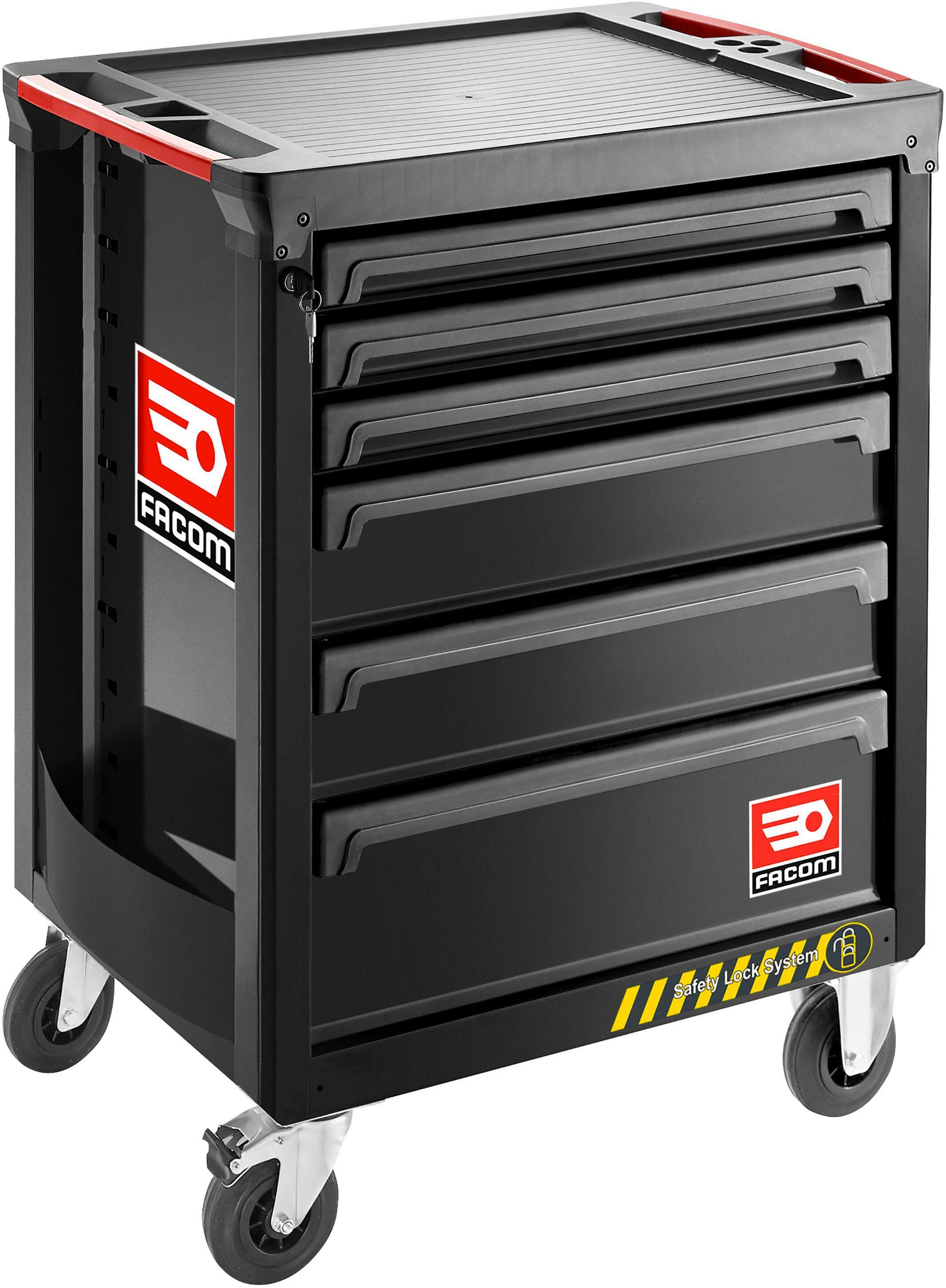 FACOM ROLL.6NM3AS gereedschapswagen zwart met safety lock en 6 laden (geschikt voor 3 modules ...
