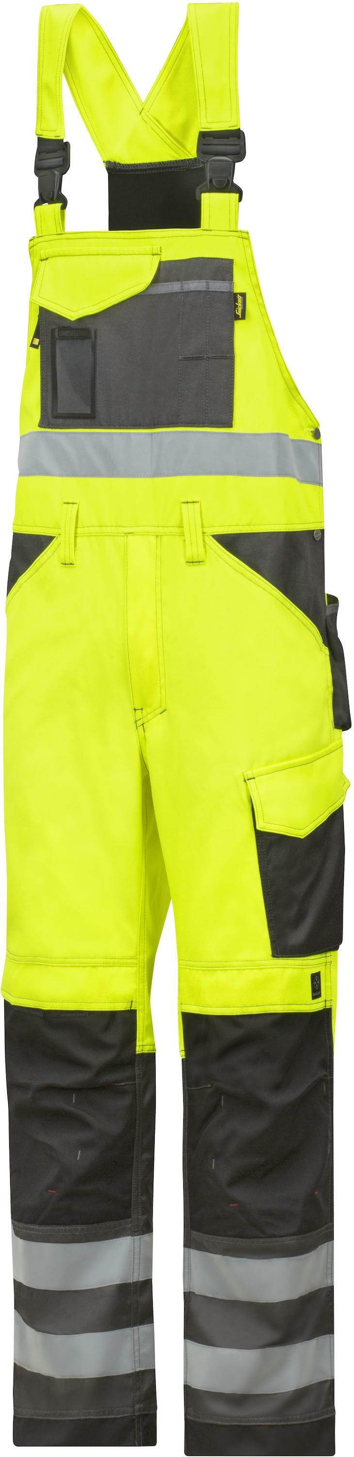 SNICKERS 0113 bib & brace high visbility yellow - 01136674046 Clothing ...