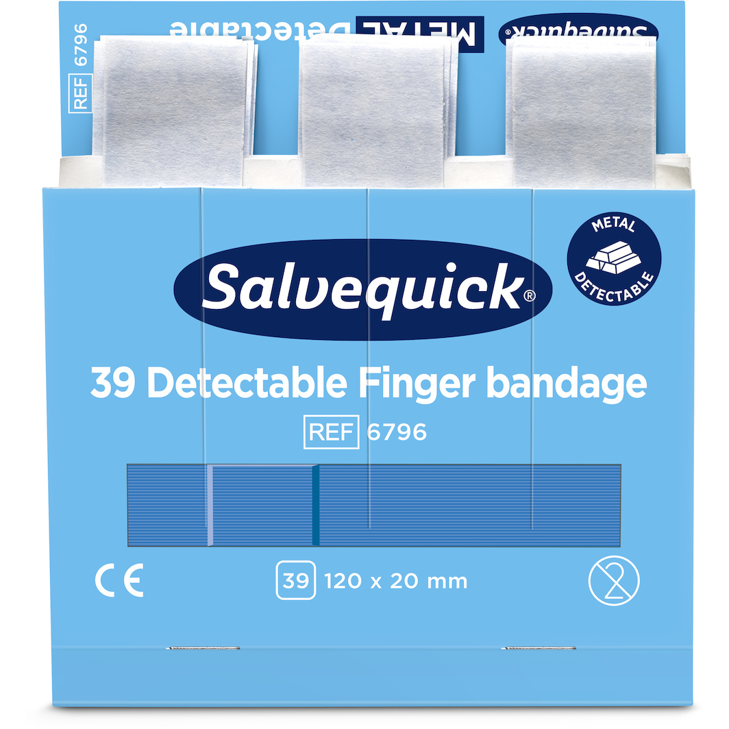 SALVEQUICK 6796 blue detectable finger plasters, 120 x 20 mm (6 x 39 ...