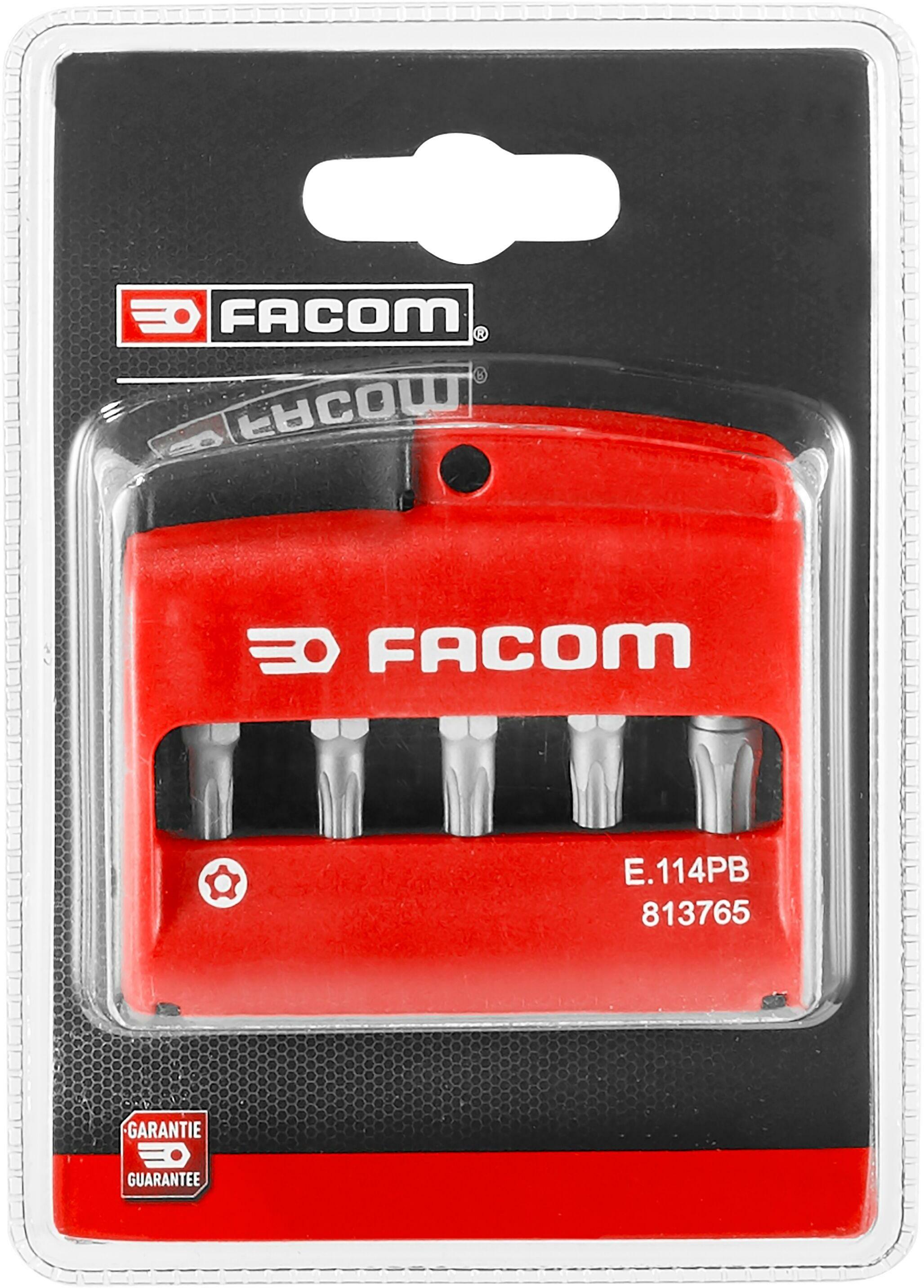 FACOM E.114PB jeu combiné de 10 embouts Torx Plus inviolables 1/4" série 1 25mm + porte-embout ...