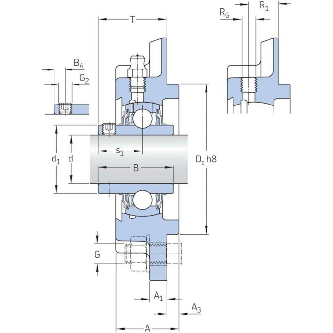 SKF UCFC 218 ball bearing unit with round flange, widened inner ring and locking with set screw ...