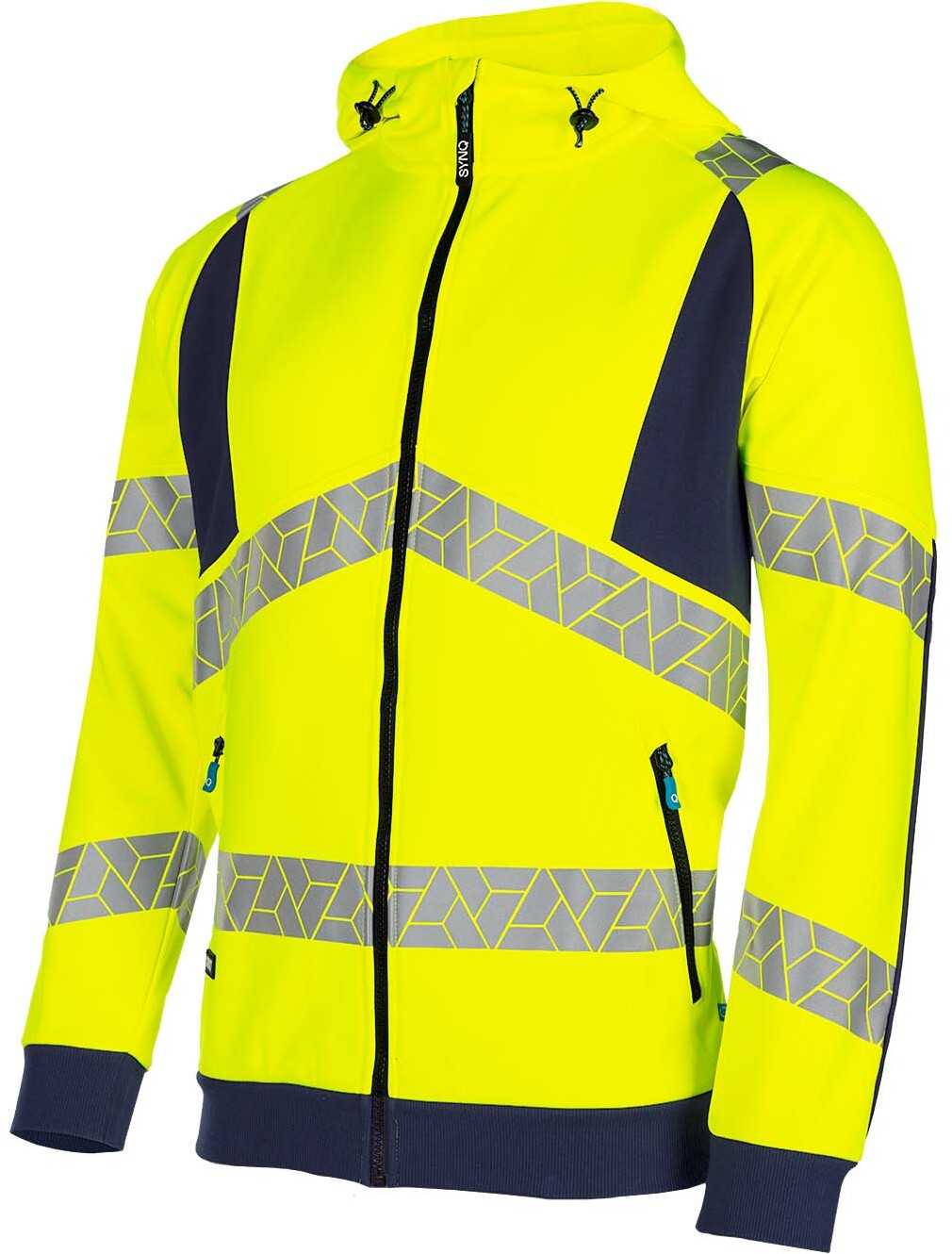 SYNQ HIGHLIGHT 406W high-vis zipped hoodie fluo yellow/marine ...