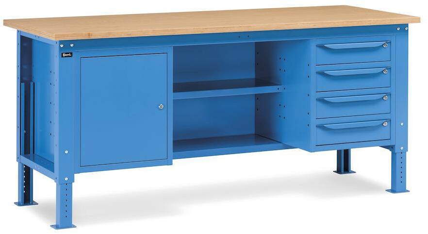 FAMI WORK UP werkbank met mutiplex blad 2000x750x1107 mm blauw RAL 5012 ...