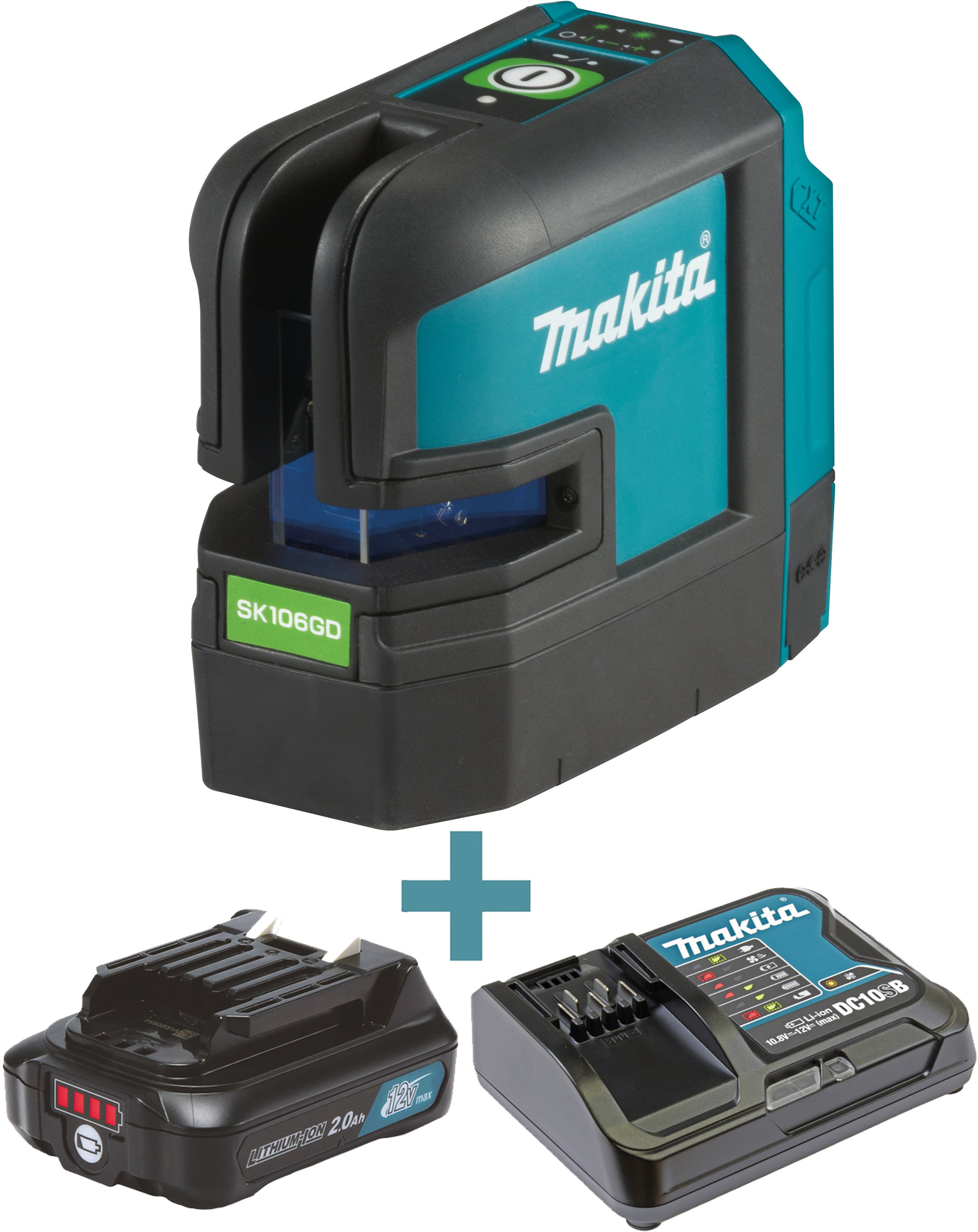 MAKITA SK106GDZ 12Vmax CXT kruislijn- en puntlaser groen in cordura tas ...