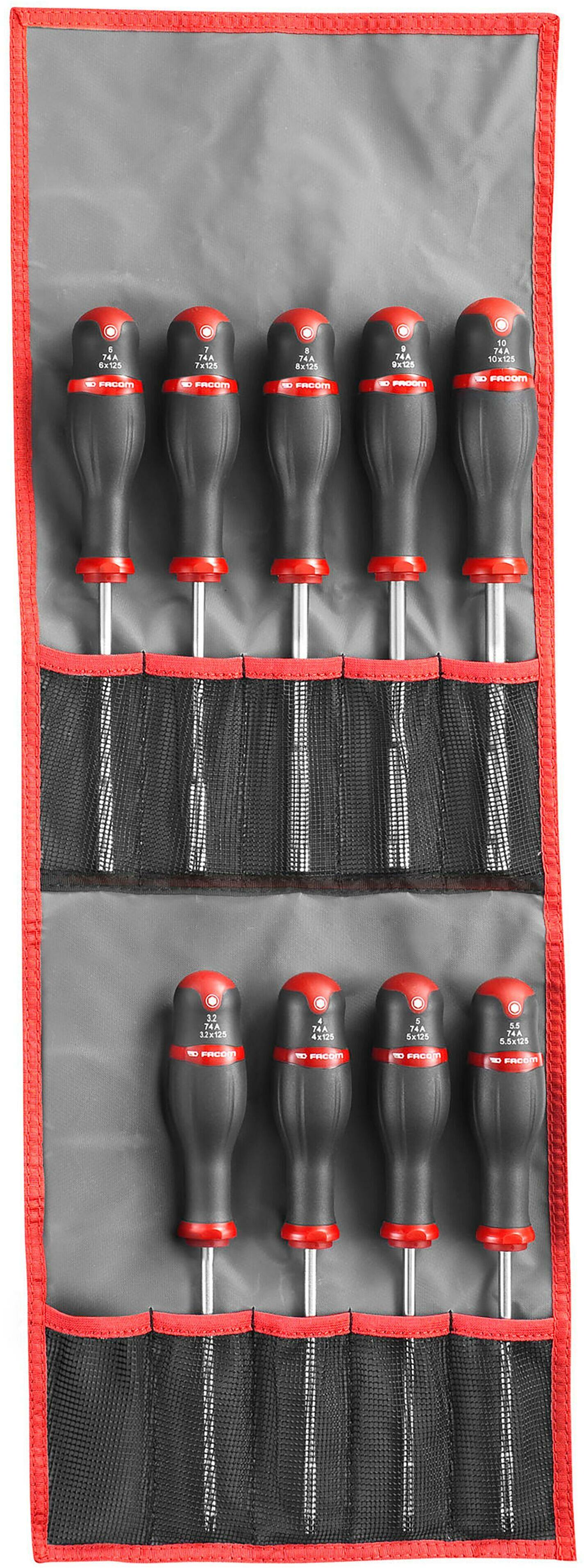 FACOM 74AT.JL14 sets van gesmede pijpsleutels met schroevendraaierhandgreep, metrische maten, 14 ...