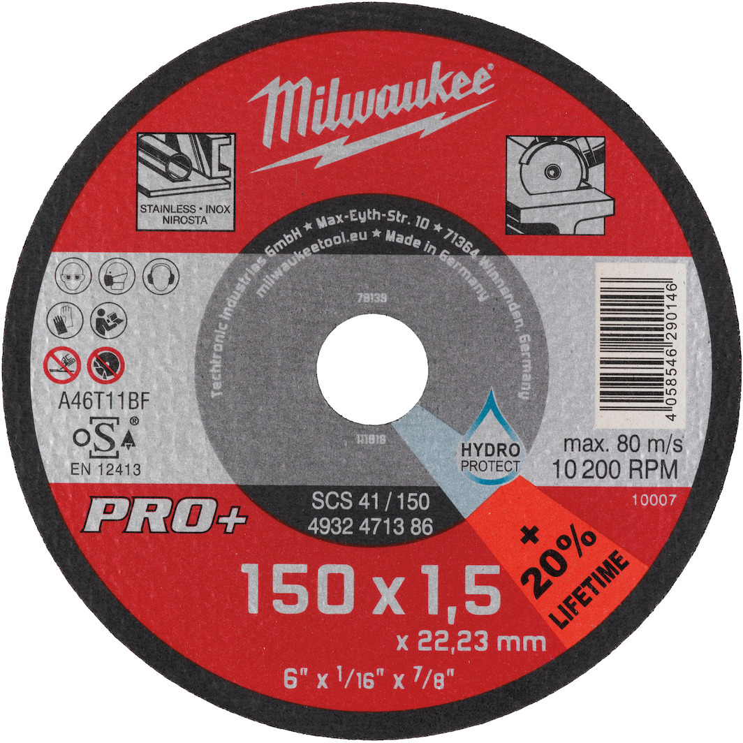 MILWAUKEE 4932471386 Disque à découper les métaux PRO+ 150 x 1,5 x 22 ...