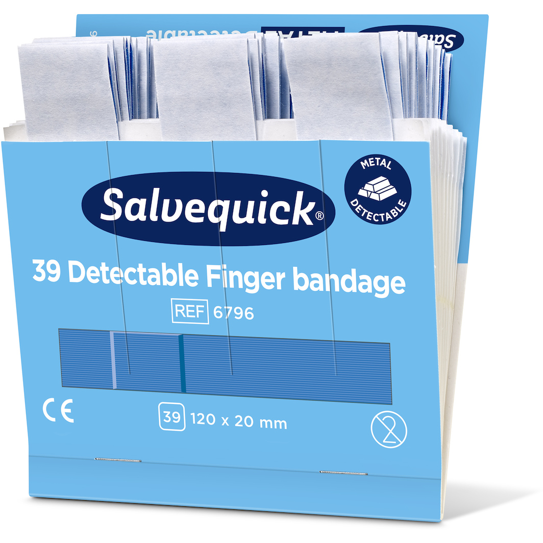 SALVEQUICK 6796 blue detectable finger plasters, 120 x 20 mm (6 x 39 ...