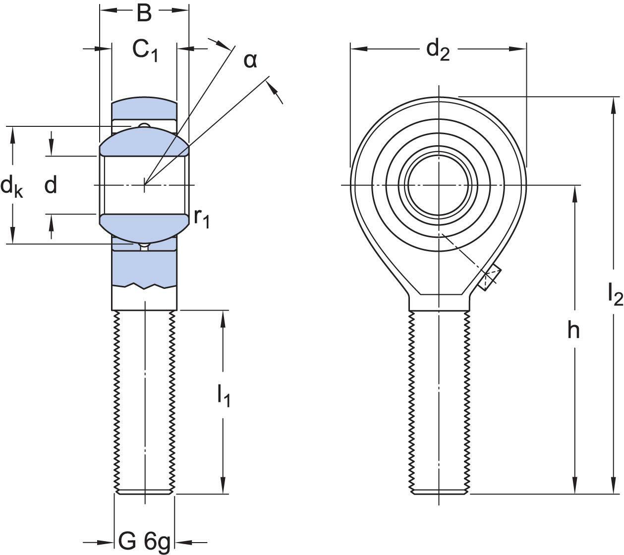 SKF SAKAC 12 M stangkop met buitendraad 12 mm, M 12 | Klium