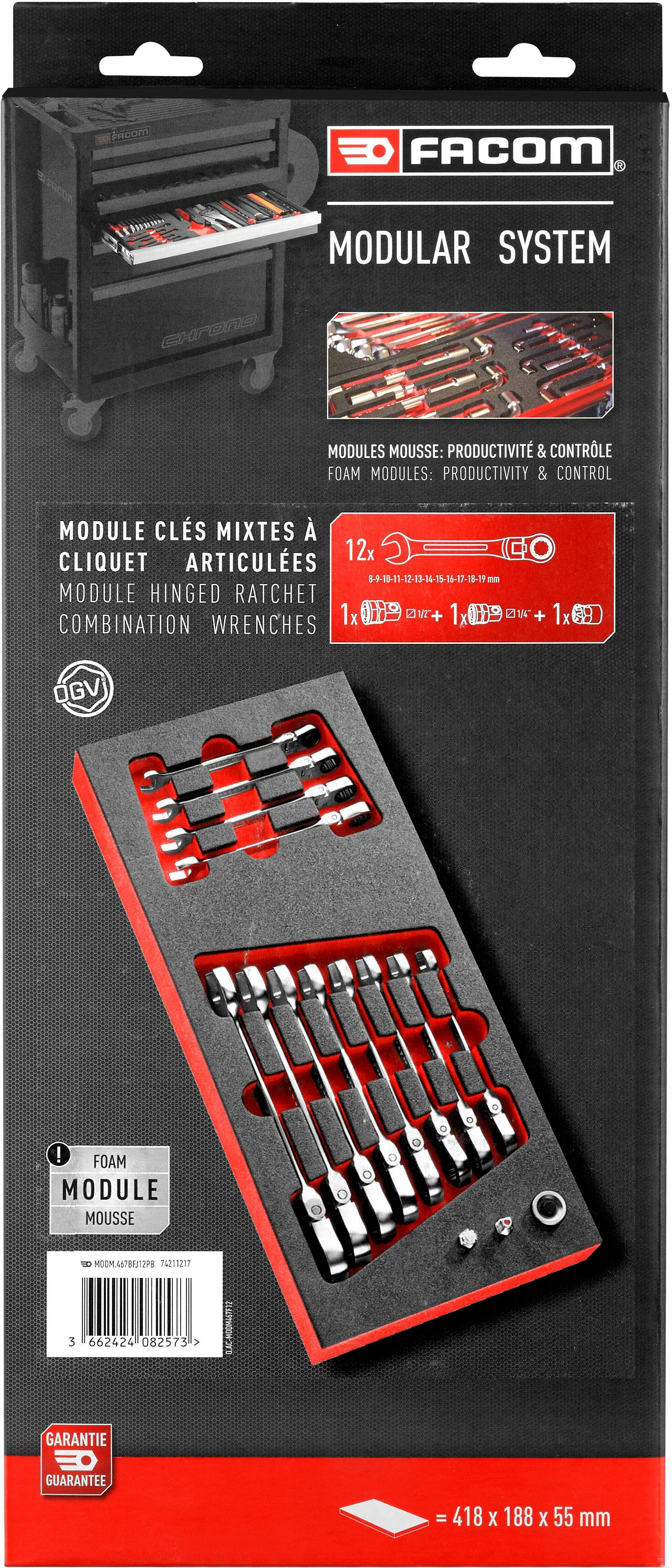 FACOM MODM.467BFJ12PB scharnierende ringsteekratelsleutelset ultra grip ...
