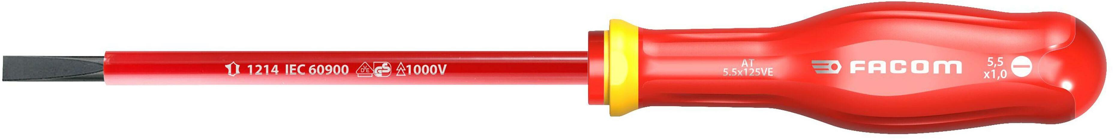 FACOM AT12X250VE Tournevis ProTwist isolé à 1000V pour vis à fente 12 x 250 mm | Klium