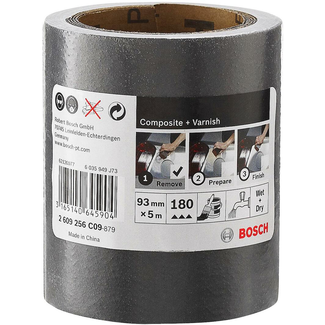 BOSCH 2609256C09 schuurrol voor steen/lak 93mmx5m korrel 180 | Klium