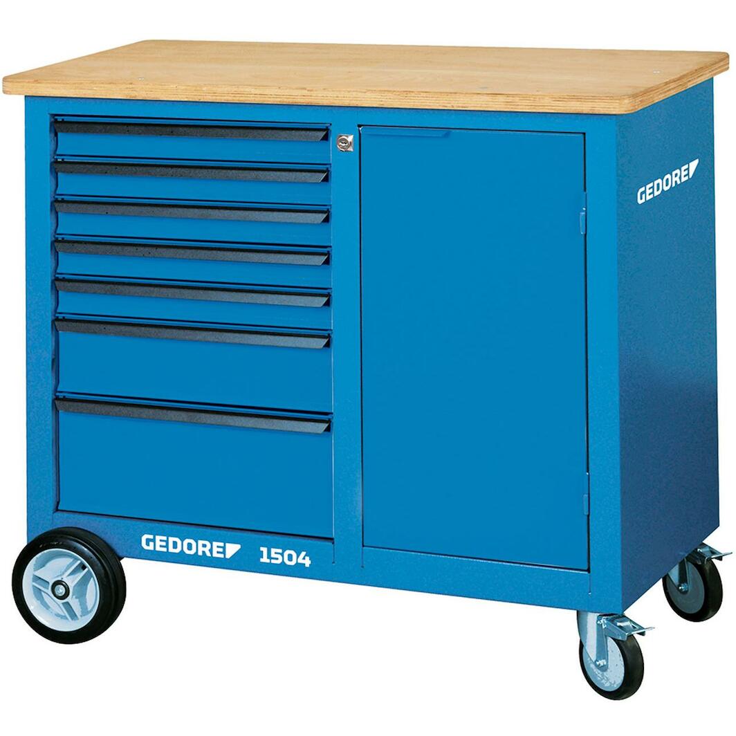 GEDORE 1504 0511 mobile workbench with 7 drawers and back panel ...