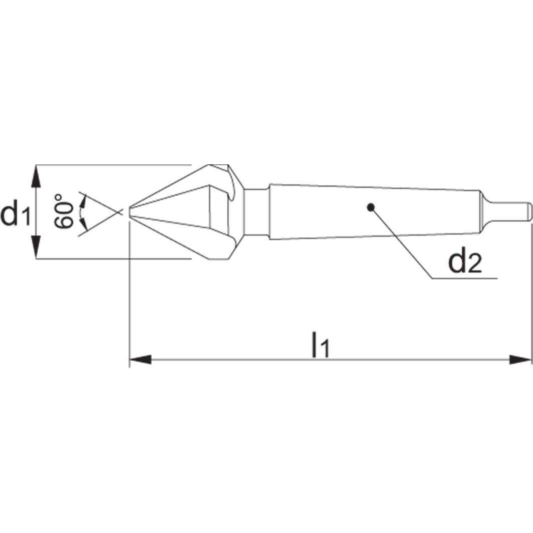 PHANTOM 423702050 HSS-E verzinkboor DIN 334-D 60°, 3 snijkanten, MK 1 ...