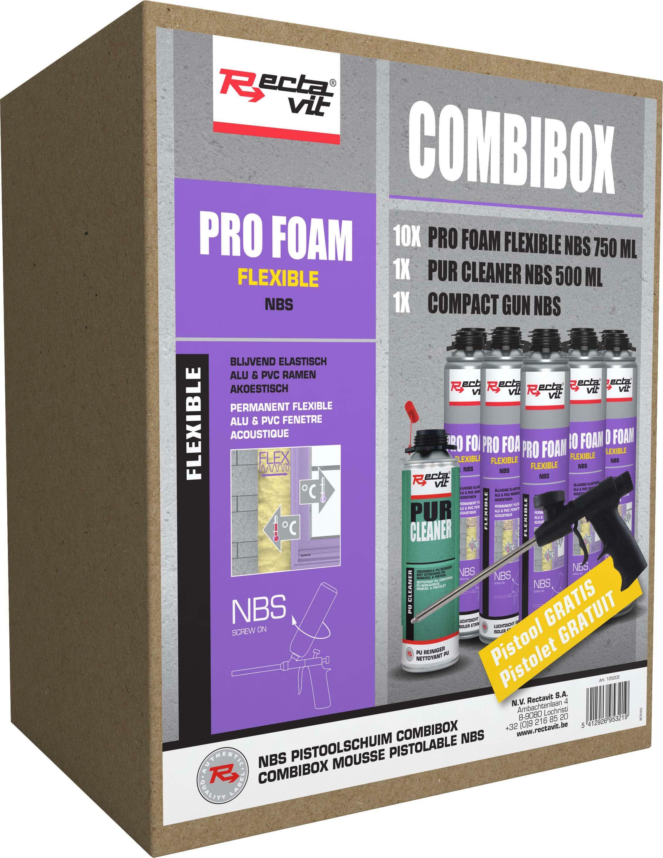 RECTAVIT Pro Foam Flexible Combibox pistoolschuim beige/geel 750 ml (10 ...