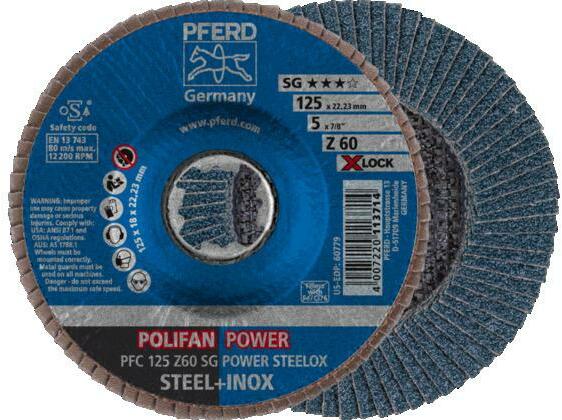 PFERD PFC 125 Z 60 SG POWER STEELOX/X-LOCK POLIFAN lamellenschijf 125mm ...