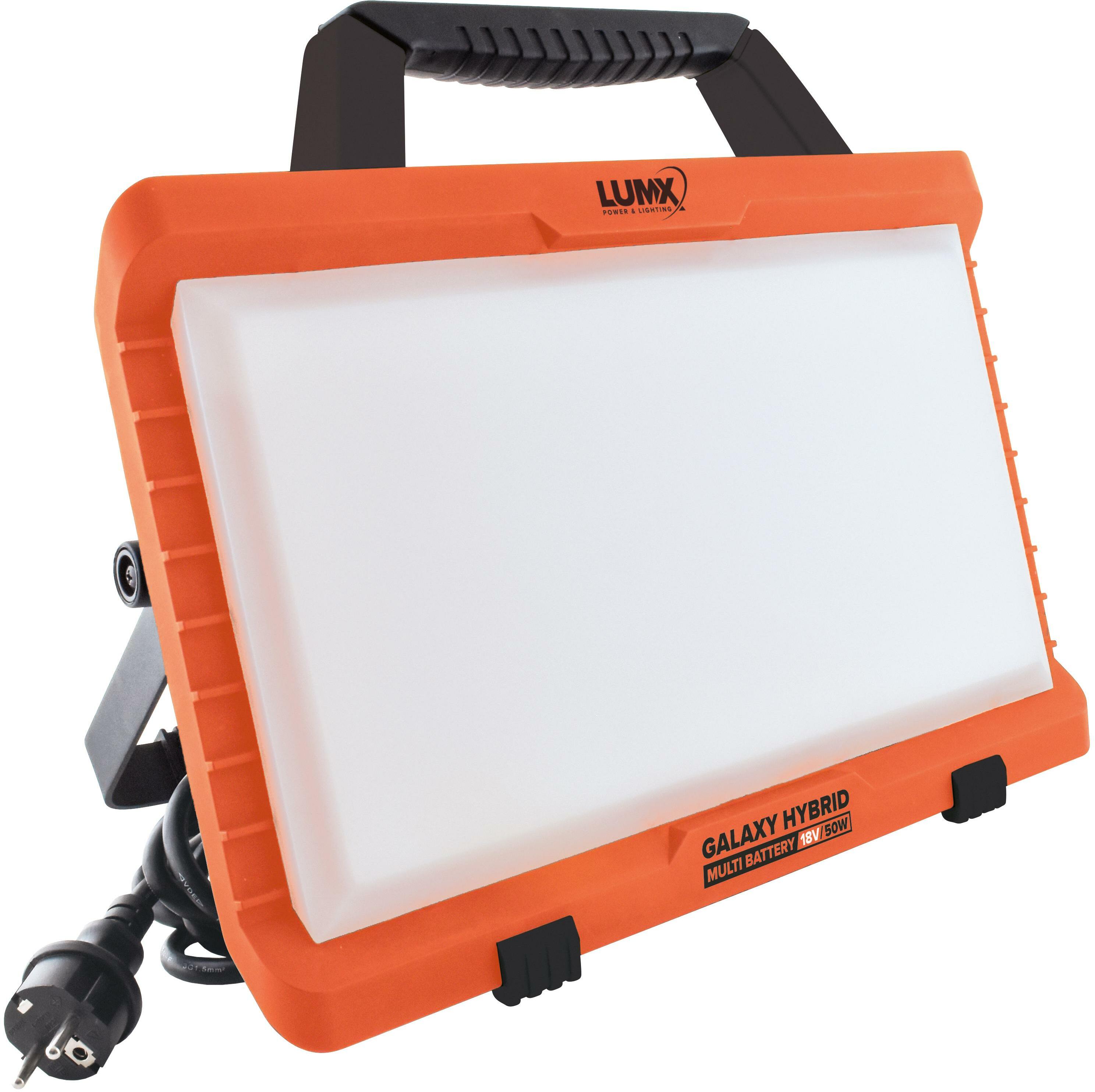 LUMX GALAXY HYBRID 18V accu-werflamp 50W 8000 lumen (met accu-adapters ...