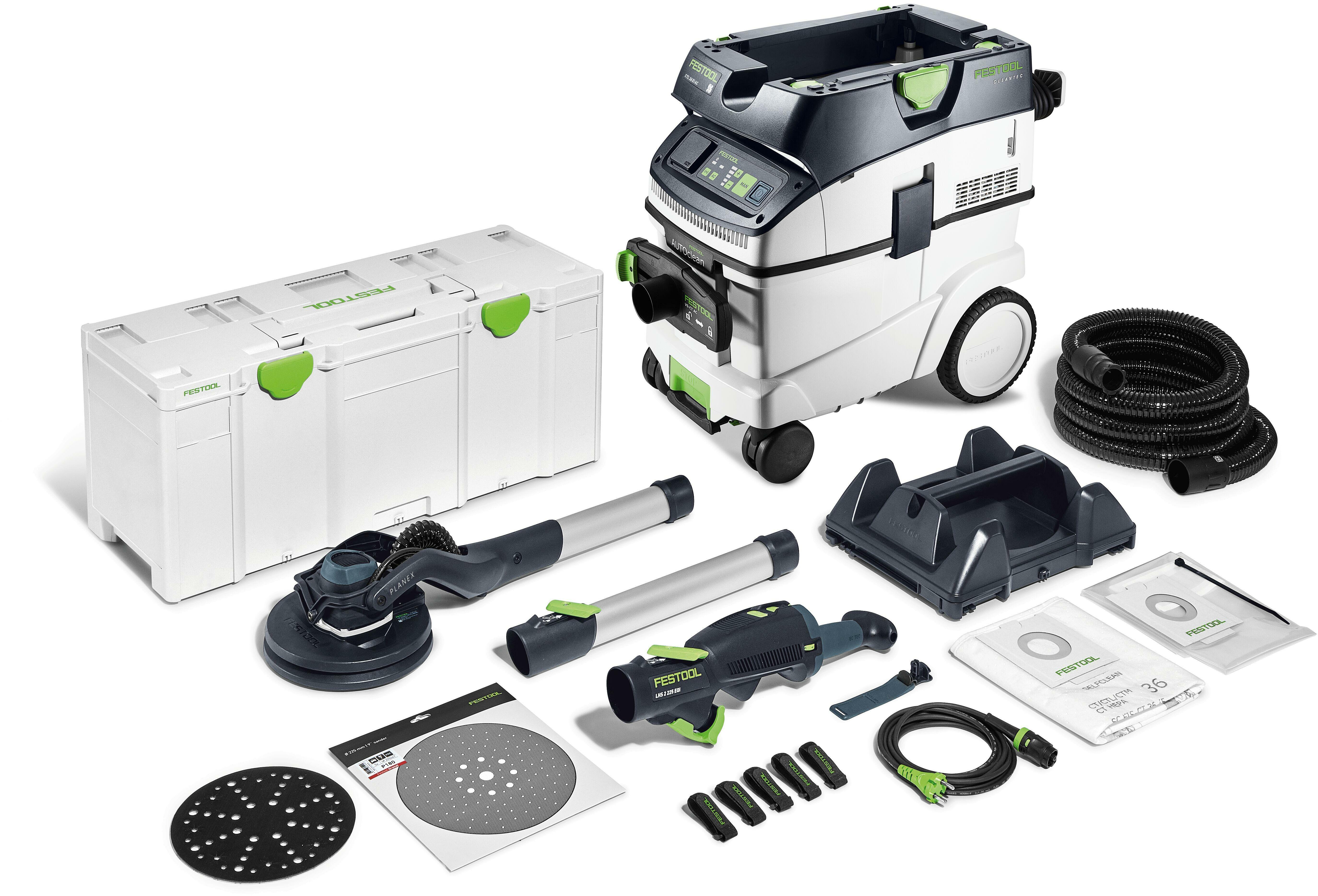 FESTOOL LHS 2 225 EQI / CTL 36-SET PLANEX long-neck sander with LED ...