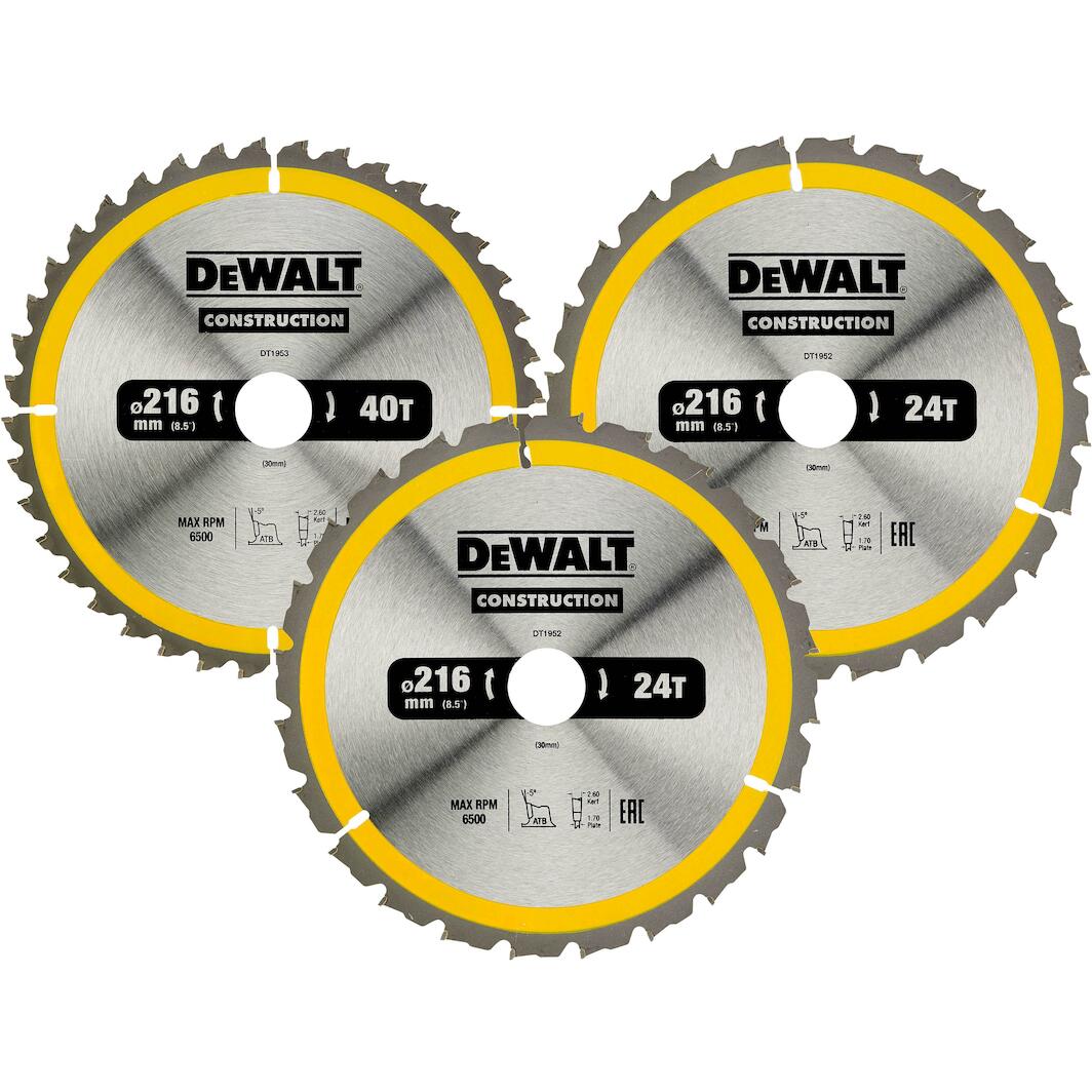 DEWALT DT1962-QZ cirkelzaagbladenset 216x30mm 3-delig (2x DT1952-QZ ...