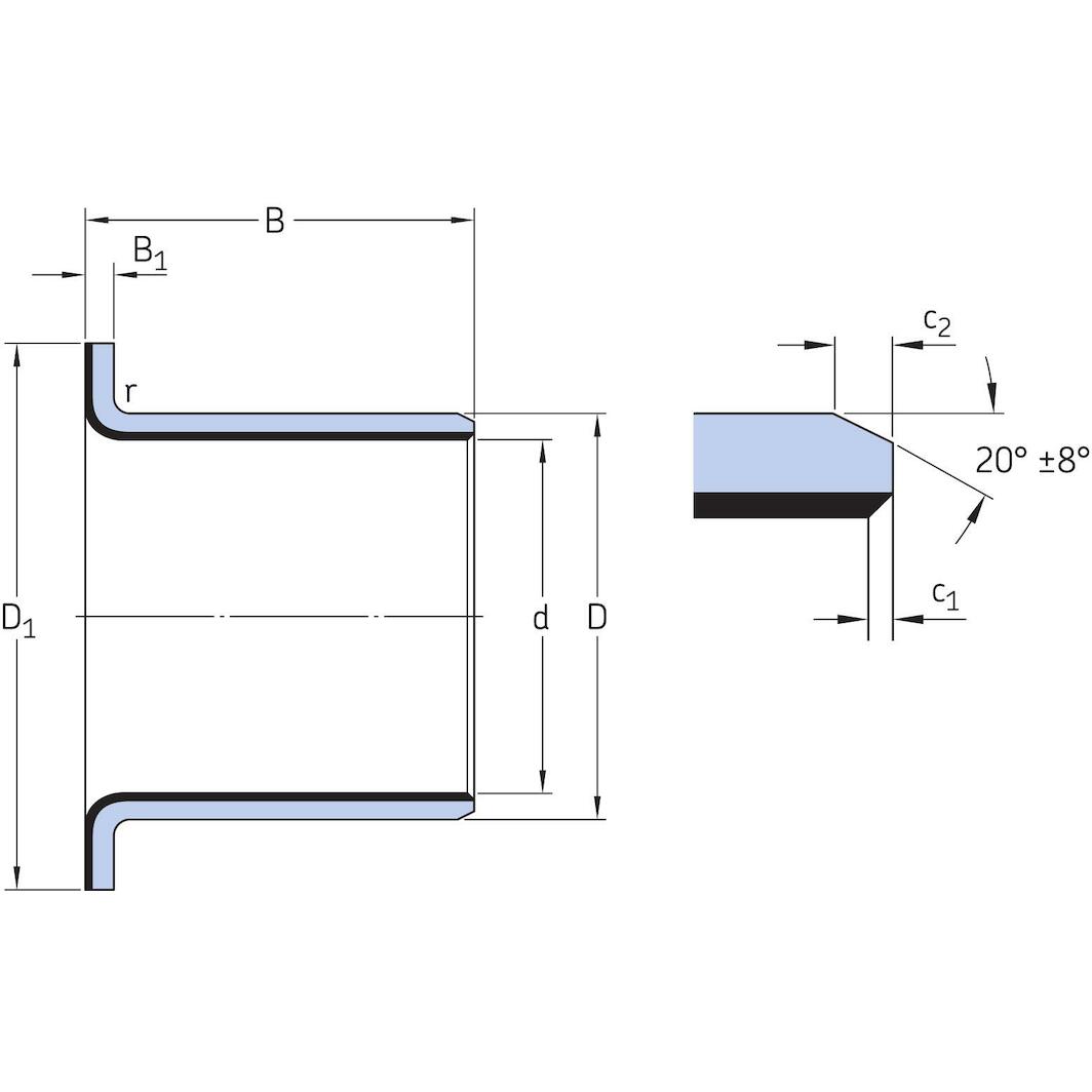 SKF PCMF 141612 E glijlagerbus PTFE composiet met flens 14 x 22 x 12 mm ...