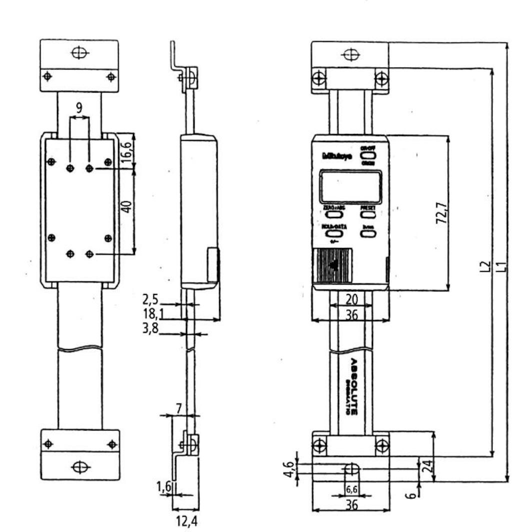 MITUTOYO 572-567 Règle verticale intégrée, direction de mesure ...