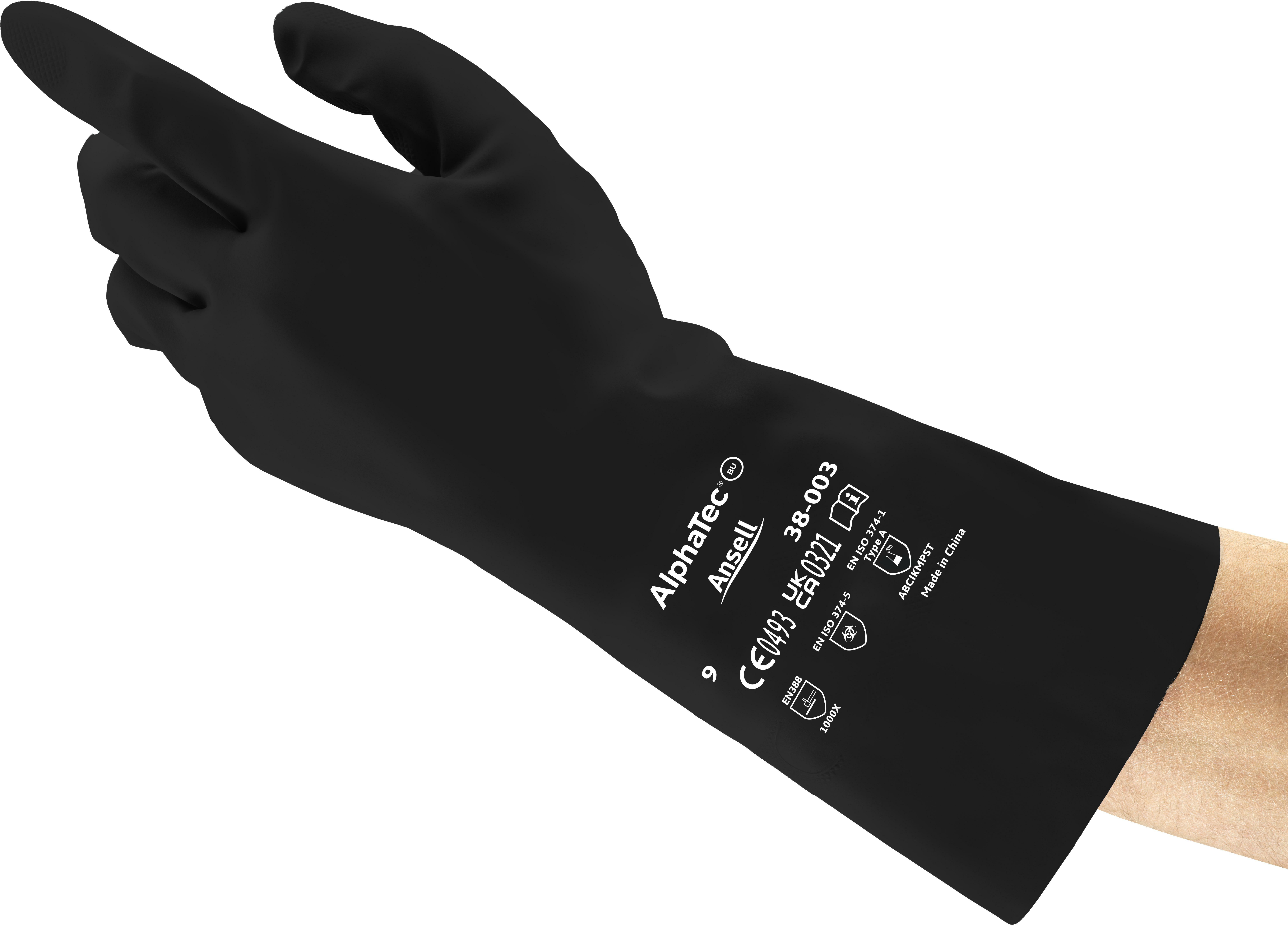 ANSELL 38-003 ALPHATEC gants en butyl-polymère, noirs, paire ...
