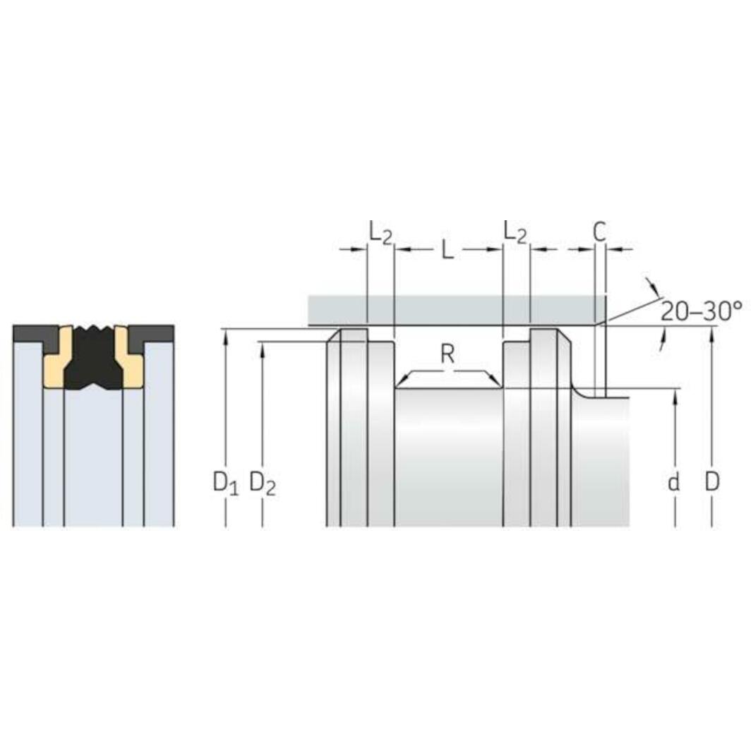 SKF MD 125X100X25.4-L compact piston seal with guide rings, anti ...