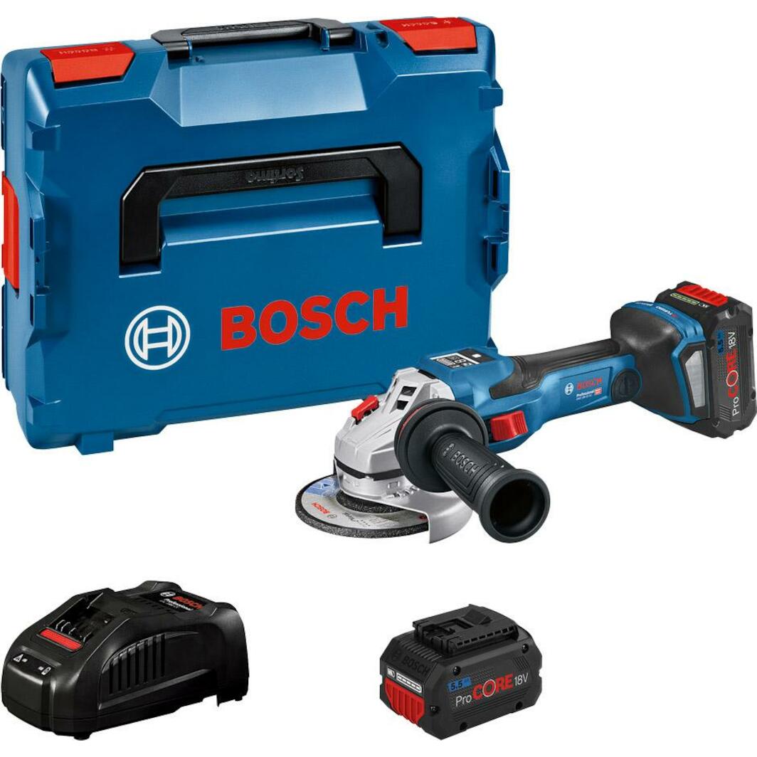 BOSCH GWS 18V-15 SC haakse accu-slijper BITURBO in L-Boxx 136 (2x 5,5Ah ...